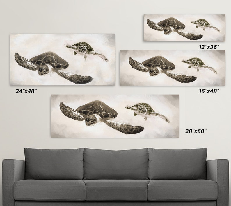 Sea Turtle Wall Art Large or Small Canvas Sea Turtle | Etsy