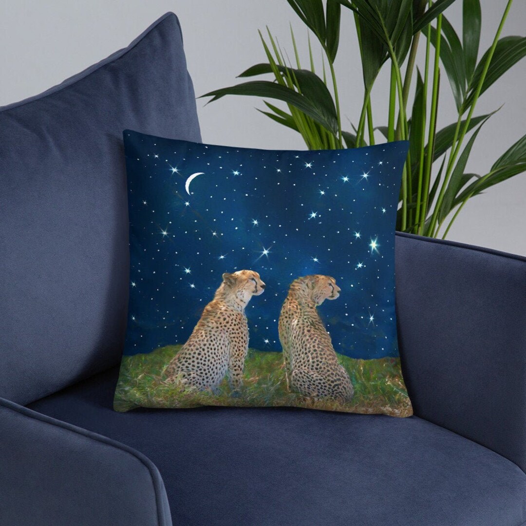 Cheetah Starry Night Pillow, Cheetahs, African Animals, Nursery Decor ...