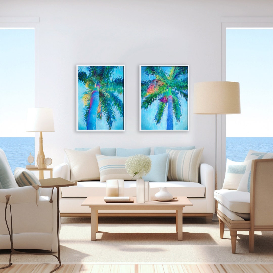 Arte de palmeras de pared de galería, CONJUNTO de DOS, 20 % DE ...