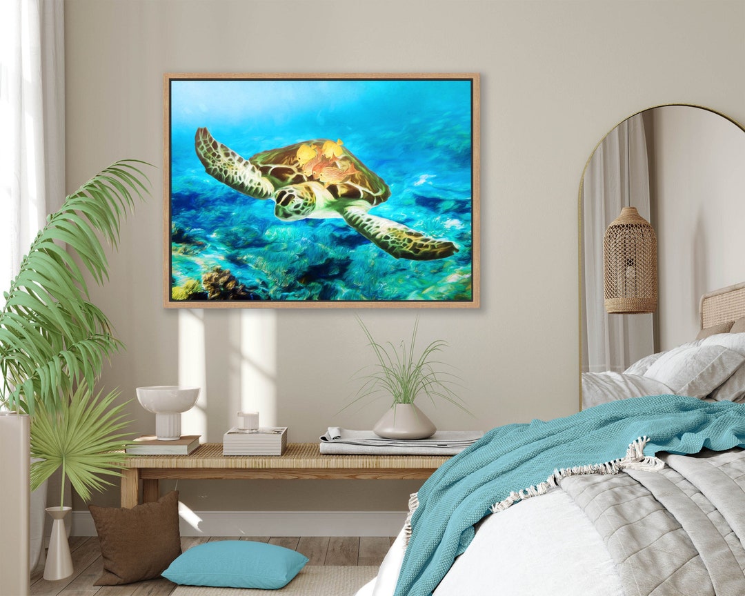 Sea Turtle Art Print, Sea Turtle Ocean, Sea Turtle Lover Art, Ocean Reef, Sea Turtle Gift, Beach ...