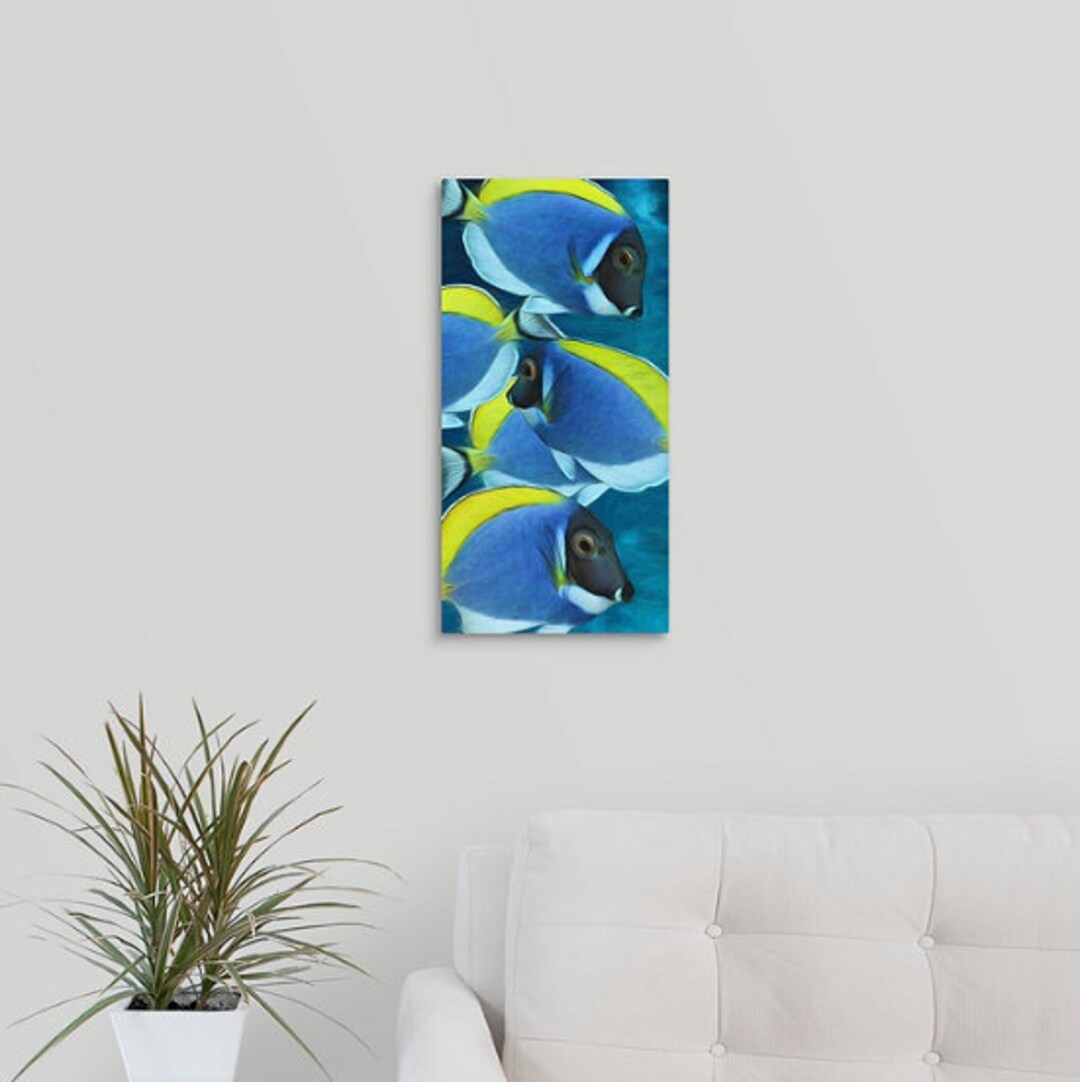 Saltwater Fish Art, Tropical Fish Art, Powder Blue Tang, Blue and ...