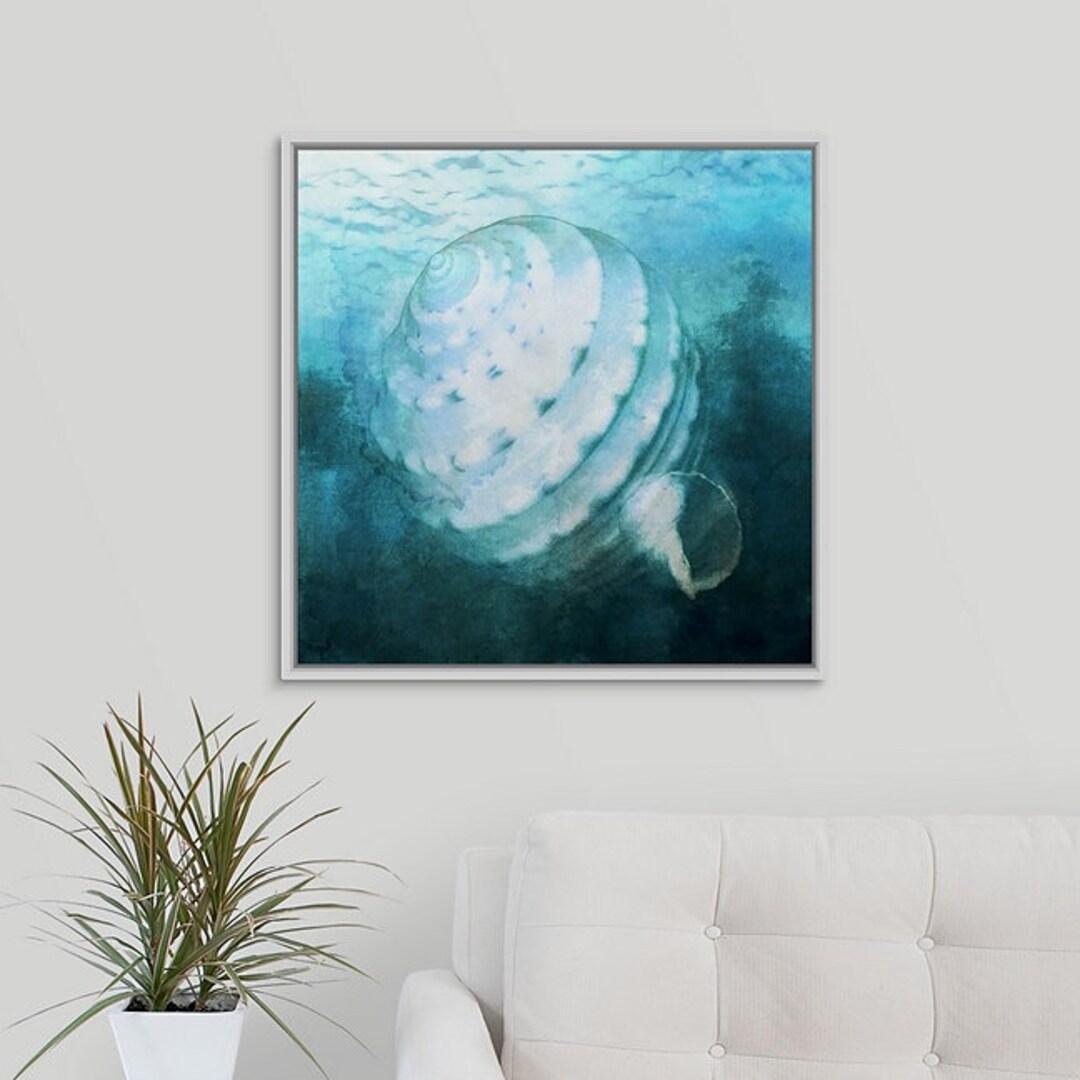 Seashell Art, Teal Blue Beach Decor, Square Art, Ocean Art, Seashell ...