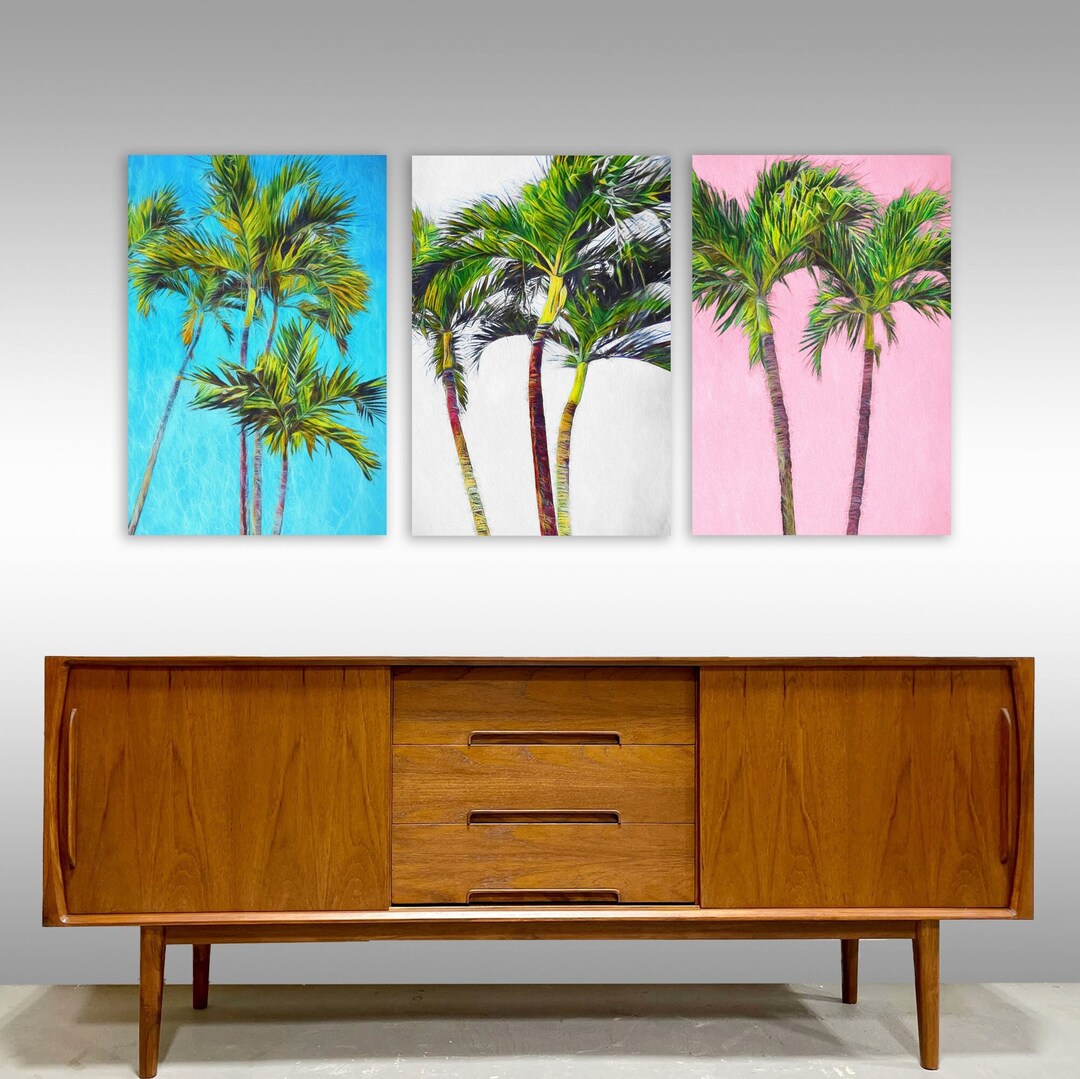Gallery Wall Palm Art, SET of THREE, 20% OFF, Palm Tree Art, Palm Tree ...