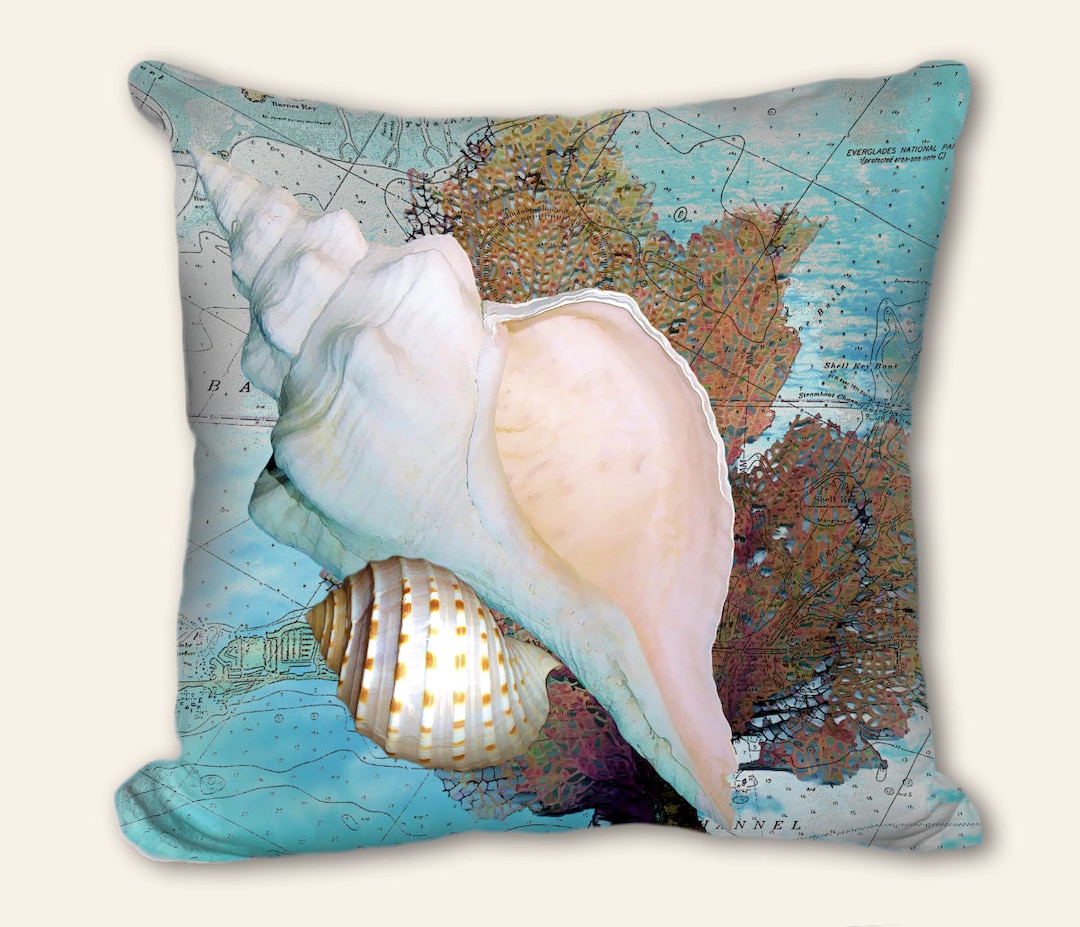 Seashell PILLOW, Turquoise Pillow, Blue Pillow, Nautical Pillow ...