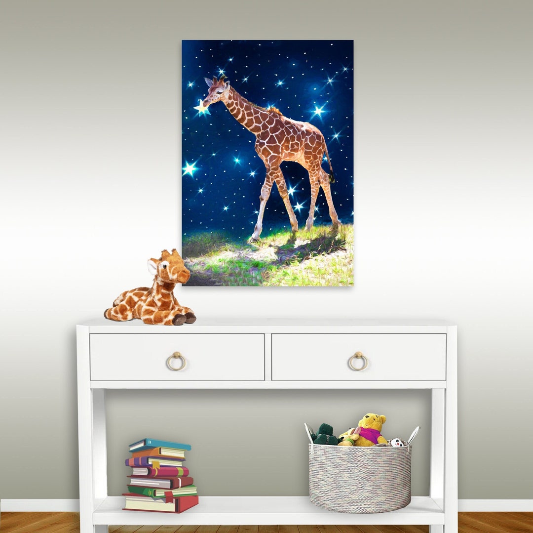 Starry Night Giraffe Art Print - Kids Nursery Decor - Etsy