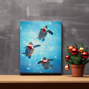 Christmas Sea Turtle Hatchlings, Christmas Coastal Wall Decor, Beach ...