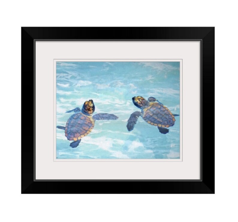 Sea Turtle Hatchling Art Print or Canvas: Coastal Beach Decor, Framed ...