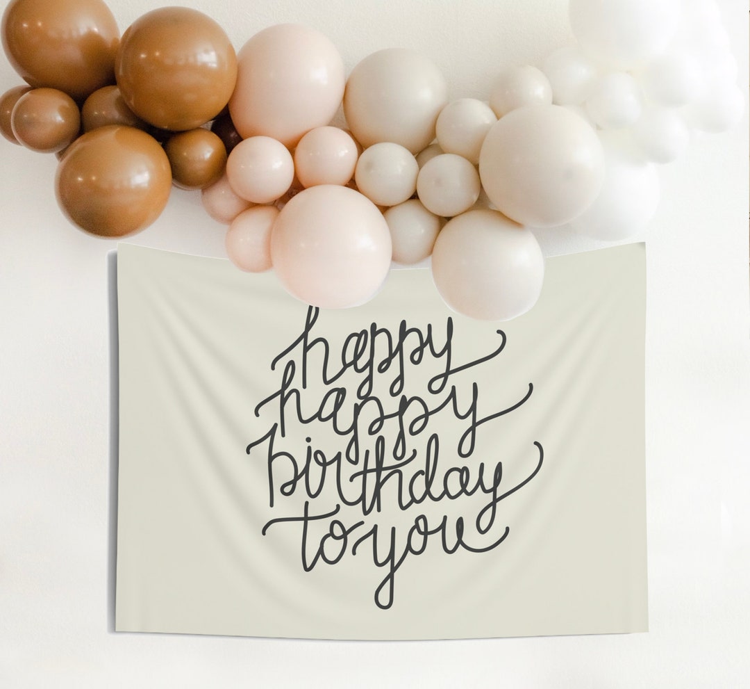 Simple Happy Birthday Sign, Simple Birthday Tapestry, Neutral Birthday ...