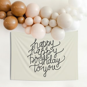 Simple Happy Birthday Sign, Simple Birthday Tapestry, Neutral Birthday ...