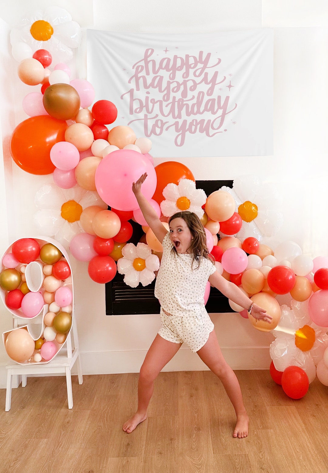 Little Girl Birthday Sign, Pink Calligraphy Sign, Pink Birthday Welcome ...