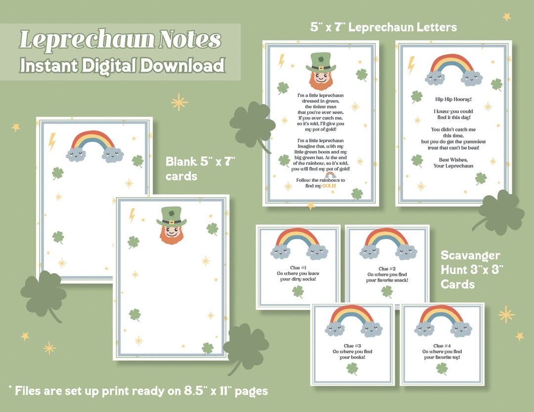 St Patricks Day Leprechaun Note Digital Download, Leprechaun Kit, St ...