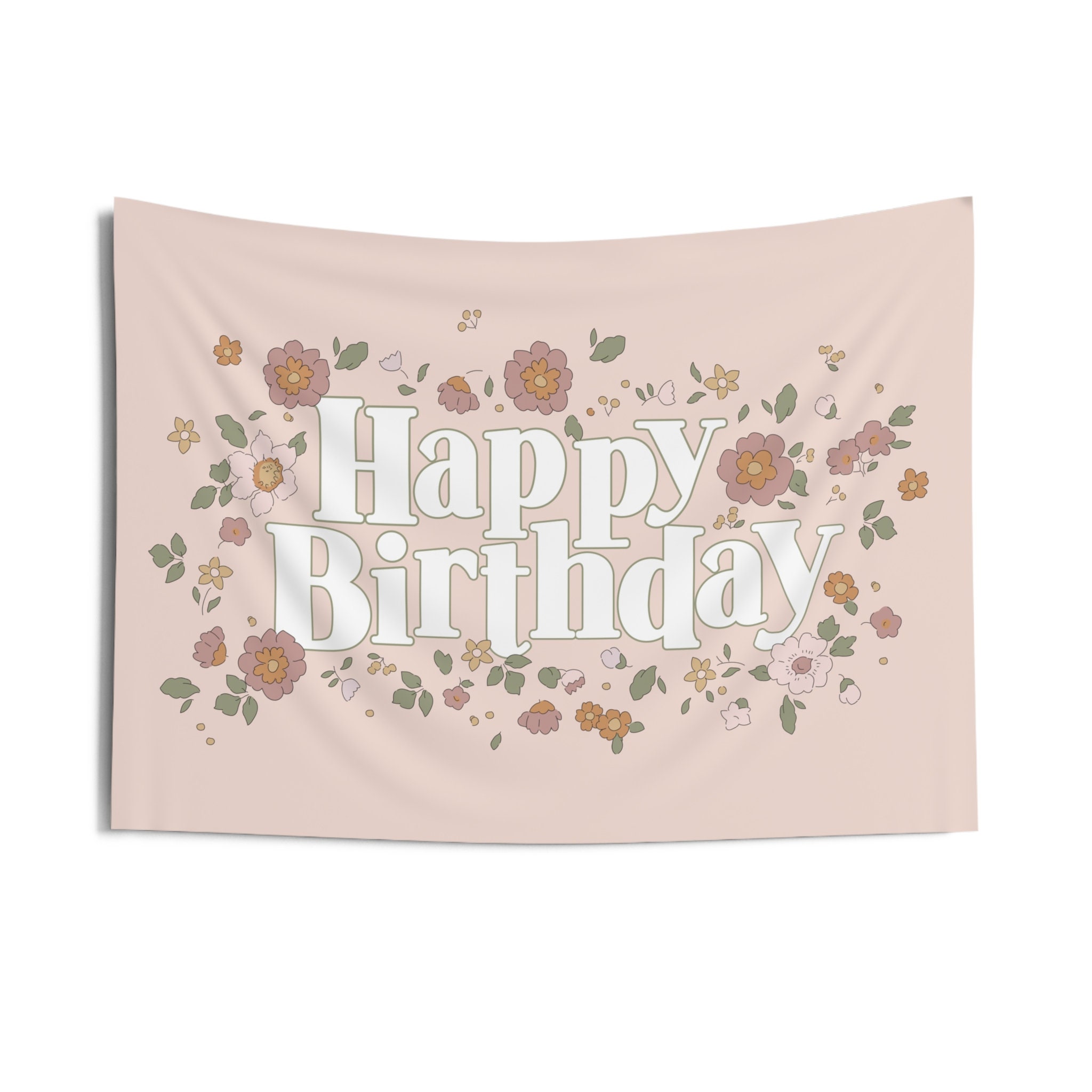 Floral Happy Birthday Sign, Pink Birthday Sign, Girls Happy Birthday ...