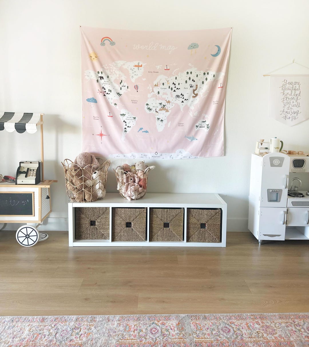 Pink World Map, Kids Map, Girls Room, Pink Map, Kids World Map Banner ...