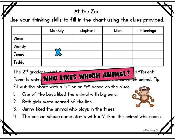 Logic Puzzles With Clues For Kids