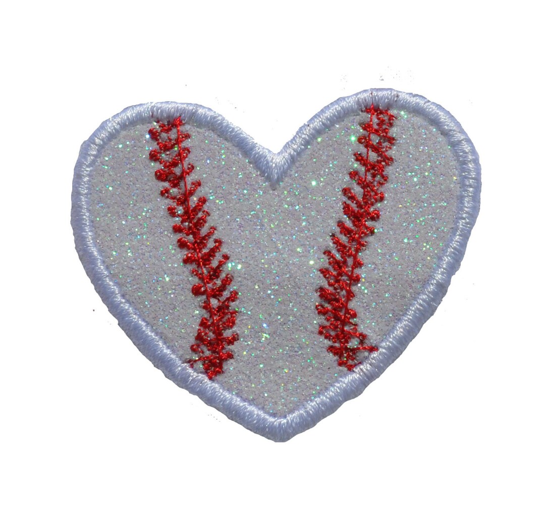 Baseball Heart Glitter Patch 3 Inch Gift for Baseball Mom Glitter Patch ...