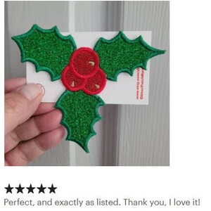 Holly Glitter Patch Christmas Glitter Patch Christmas Gift Embroidered ...