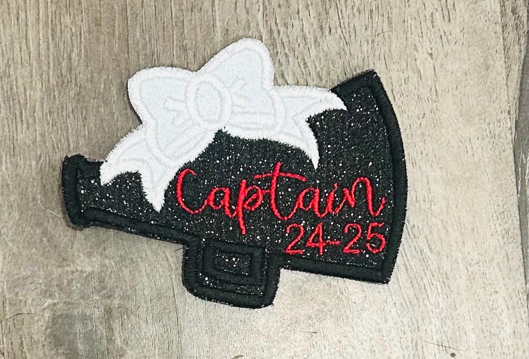Custom Glitter Cheer Megaphone Patches Personalized With Bow Iron-on ...