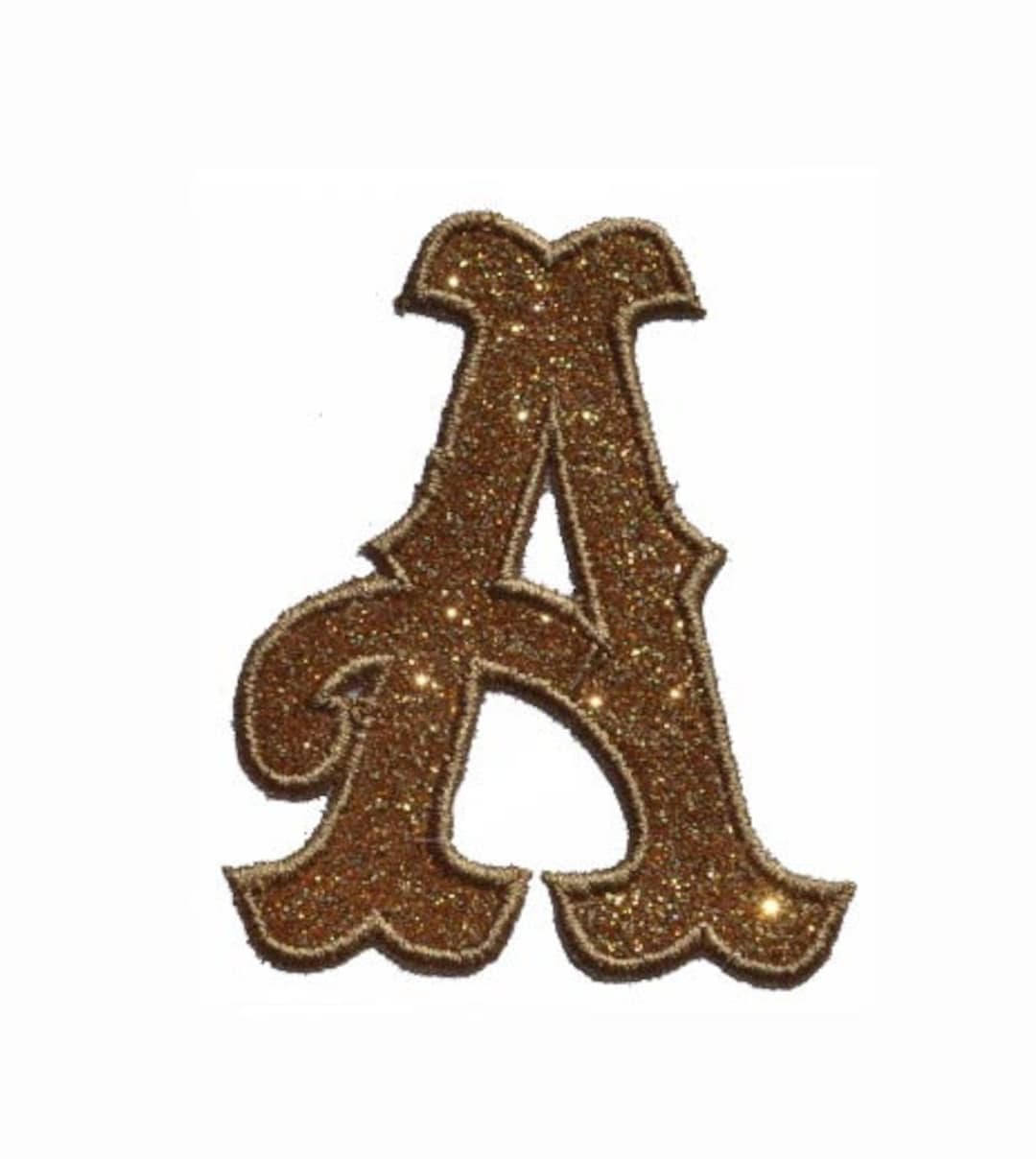 Fishtail Old English Gothic Font Glitter Sparkle Letter Patch - Iron or ...