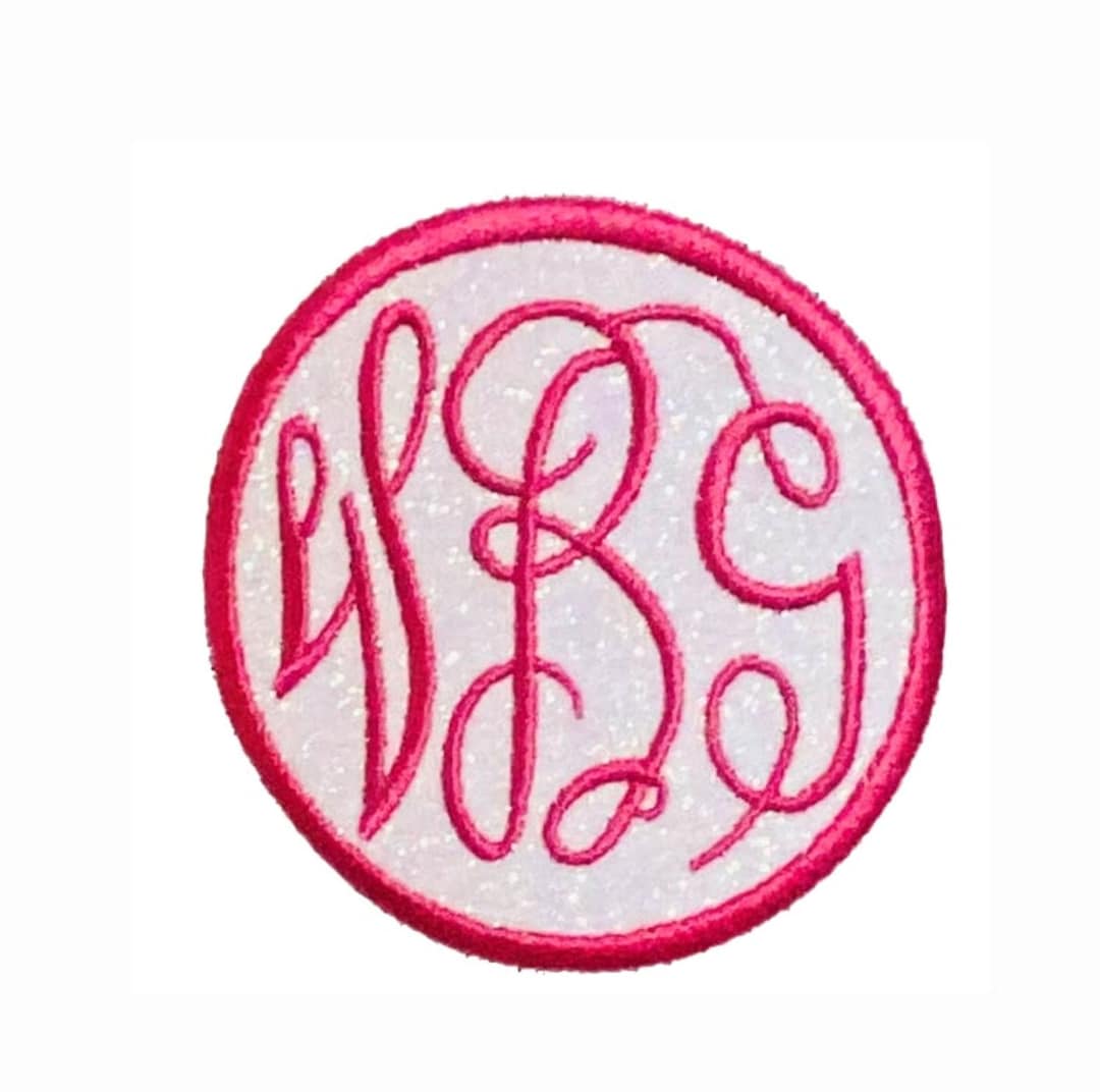 Personalized Glitter Script Monogram Patch Embroidered Glitter Patch ...