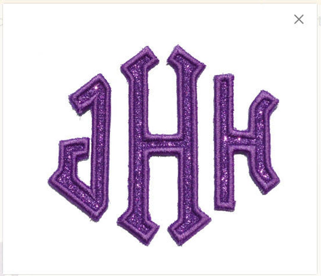 Monogram Three Letter Diamond Glitter Sparkle Vinyl Letter Font Iron on ...