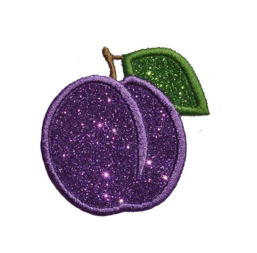 Plum Patch Glitter Plum Sugar Plum Patch 3 Inch Glitter Iron on Sew on Patch Fruit Patch Hat ...