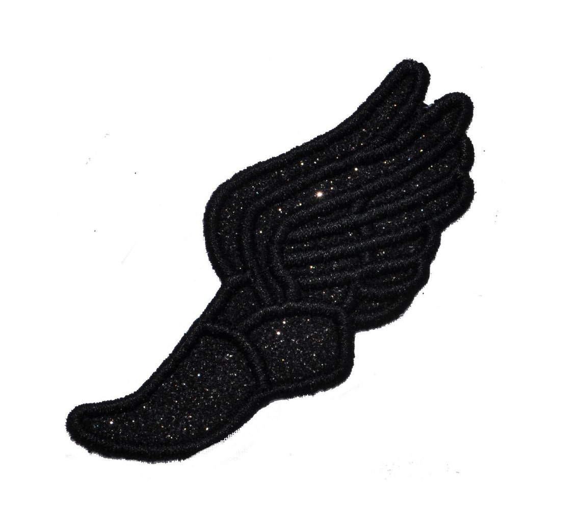 Winged Foot Glitter Patch, Track and Field, Iron on or Sew on GL394 ...