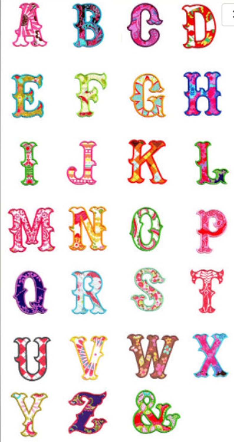 Carnival Biker Wanda Letter Font Sparkle Glitter Patch Style - Etsy