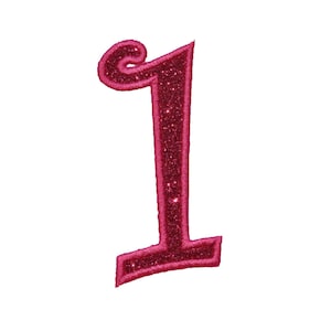 Curlz Curls Numbers Glitter Sparkle Letter Patch; Choice Number 1 - 10 ...