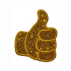 Thumbs Up, Thumbs Down 3 Inch Sparkle Glitter Patch - Iron or Sew on ...