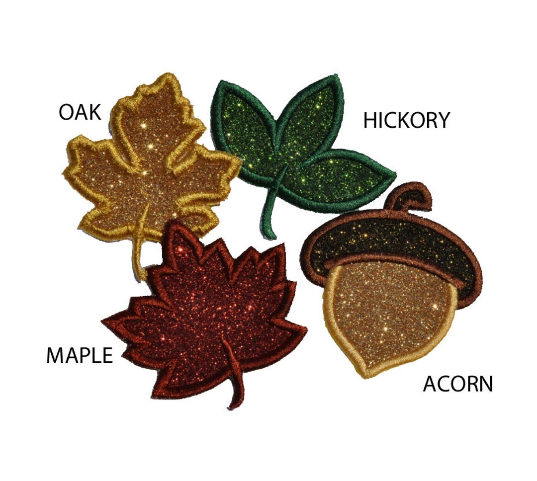 Fall Autumn Leaf or Acorn Glitter Patches - Iron on Option - NO GLITTER ...