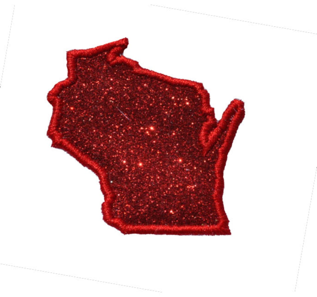 State of Wisconsin 2.5 or 4 Inch Sparkle Glitter Patch - Iron or Sew on ...