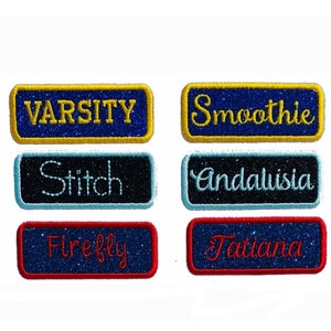 Personalized Custom Glitter Nametag Patch School Name Patch Custom Glitter Patch Backpack Patch ...