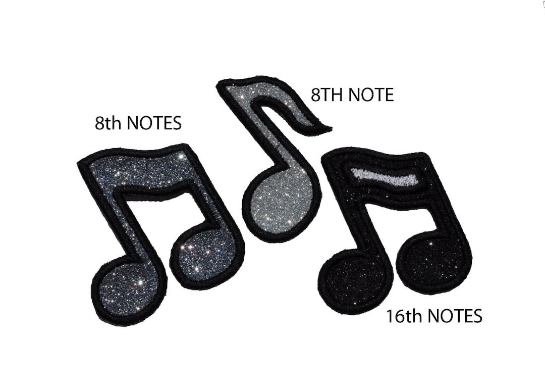 Musical Notes 8th and 16th Glitter Iron on Patches- Choice of One in a ...
