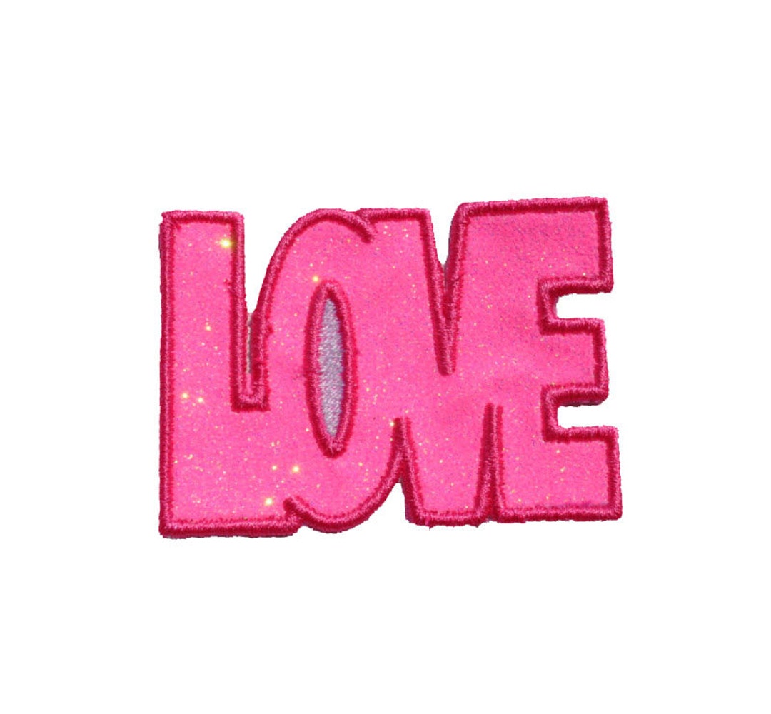 Love Glitter Patch Embroidered Glitter Patch Fluorescent Sparkle ...