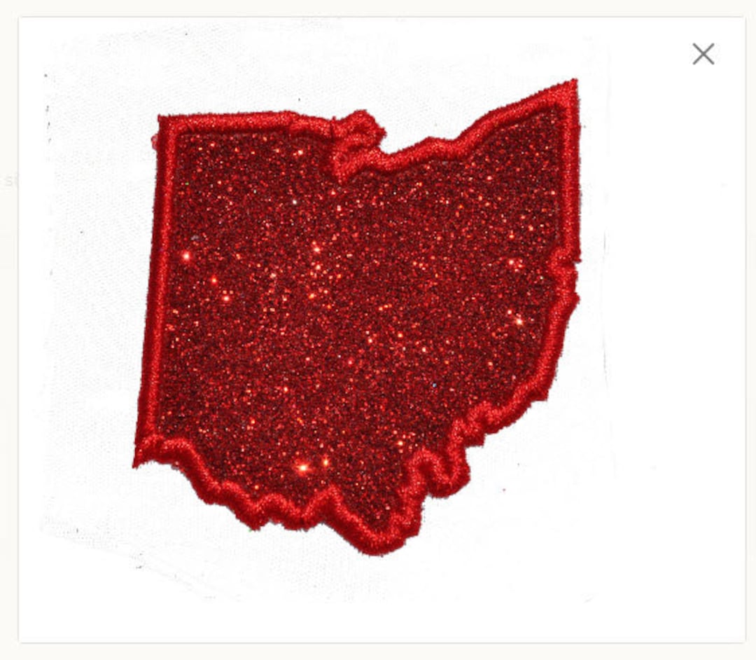 Ohio Glitter Patch Embroidered State of Ohio 2.5 or 4 Inch Sparkle ...