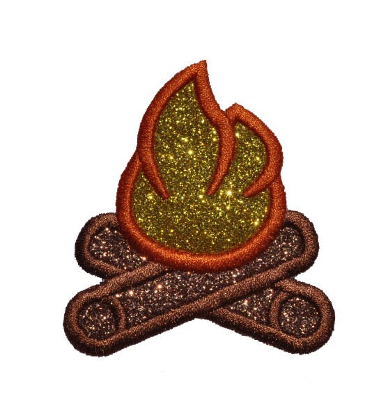 Campfire Camp Fire Sparkle Glitter Patch - Iron or Sew on Vinyl - NO ...