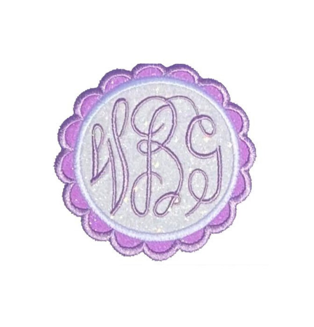 Scalloped Monogram Glitter Patch Iron on Sew on Glitter Patch ...