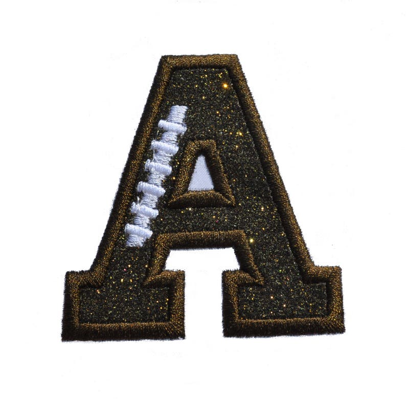 Football Letter Initial Glitter Sparkle Letter Patch Iron or | Etsy