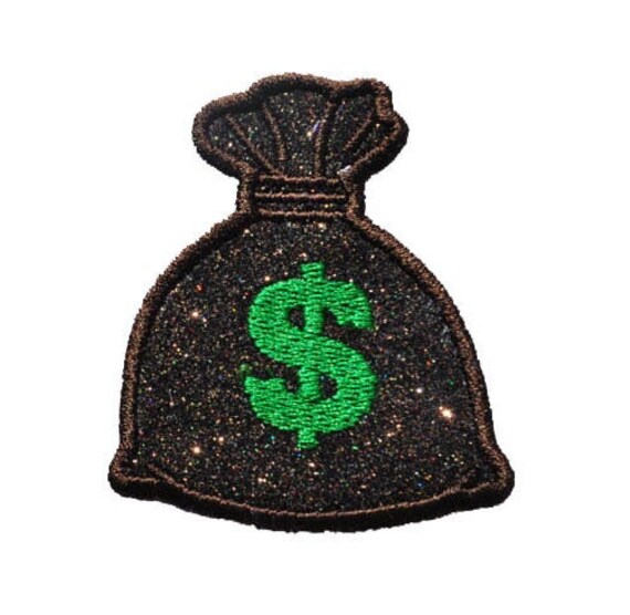 Money Bag Bags Dollar Sign 3 Inch Sparkle Glitter Patch Iron - Etsy