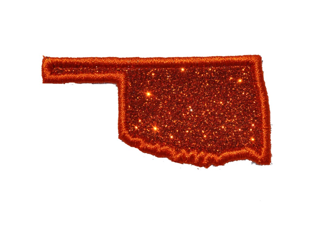 Oklahoma Iron on Patch 2.5 or 4 Inch Embroidered Glitter Patch Iron on ...