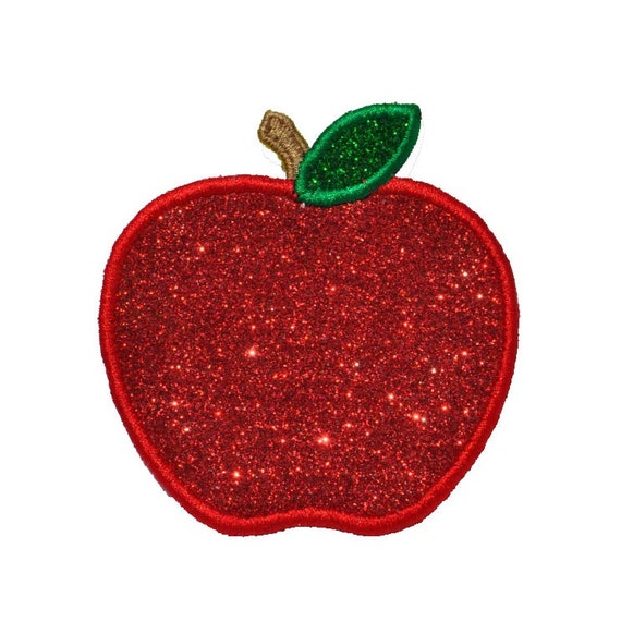 Apple Patch Sparkle Glitter Patch Iron or Sew on Vinyl NO | Etsy