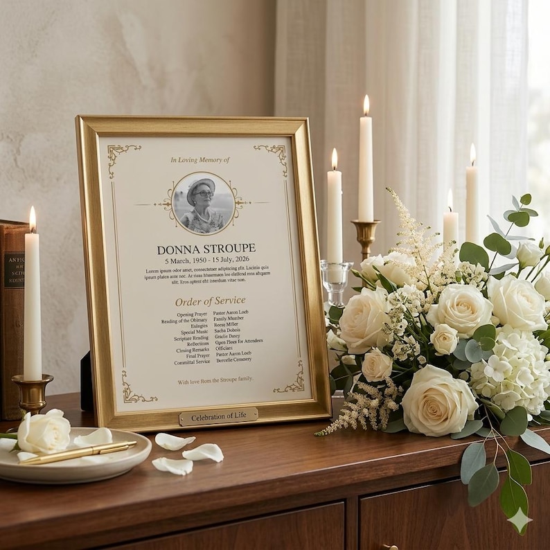 Editable Funeral Program Template Canva Memorial Service Program ...