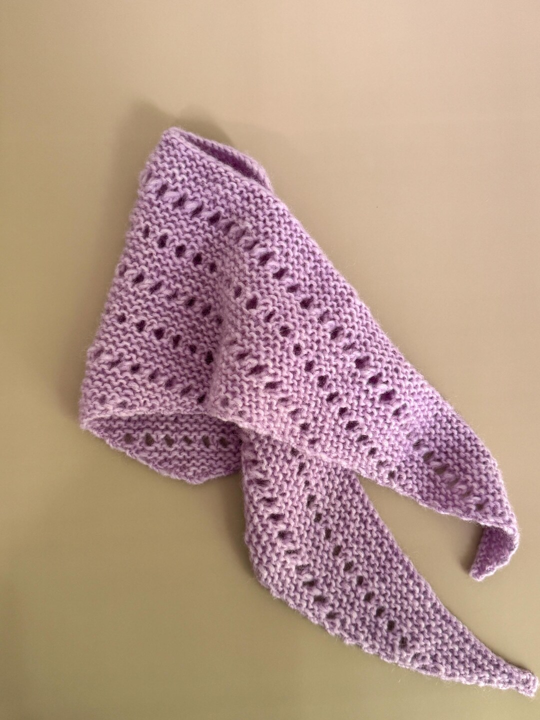 Eyelet Triangle Scarf Knitting Pattern, Easy Video Tutorial (PDF ...