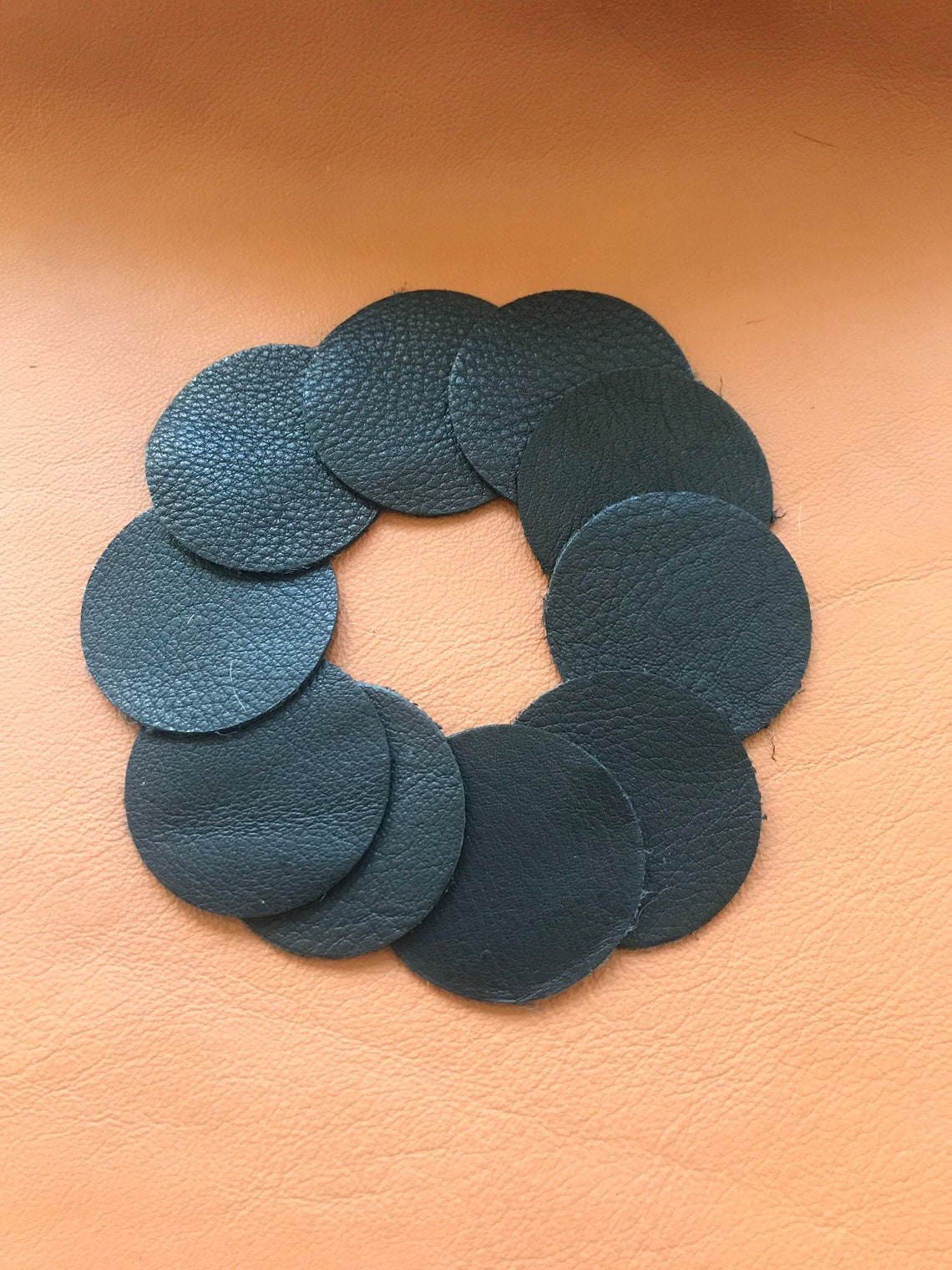 Lot of 10 Black Leather Circles - Etsy