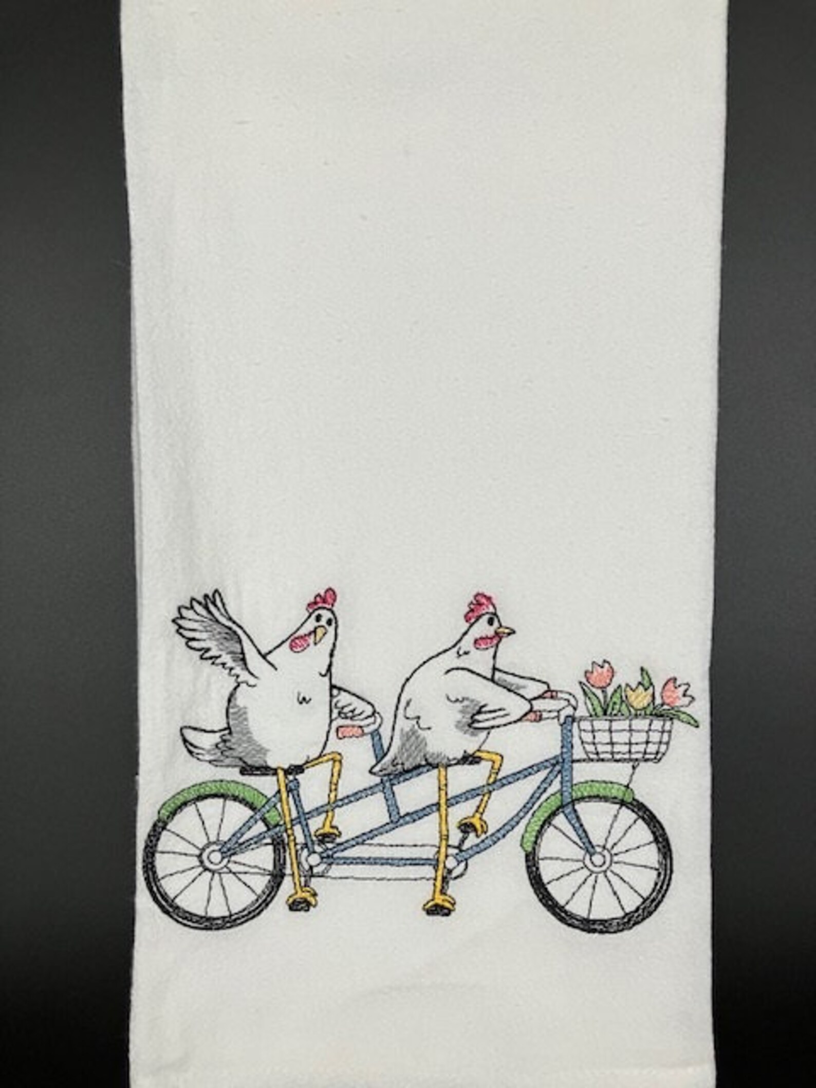 Hens on a Bicycle Chicken Flour Sack Towel. Machine - Etsy