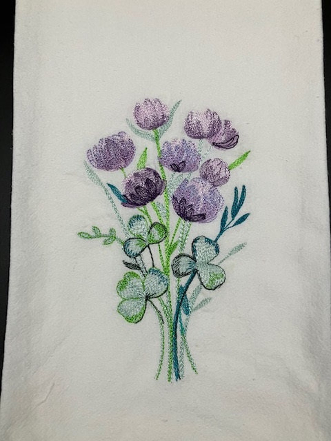Clover Flour Sack Towel. Machine Embroidered. Spring Decor. Farmhouse ...