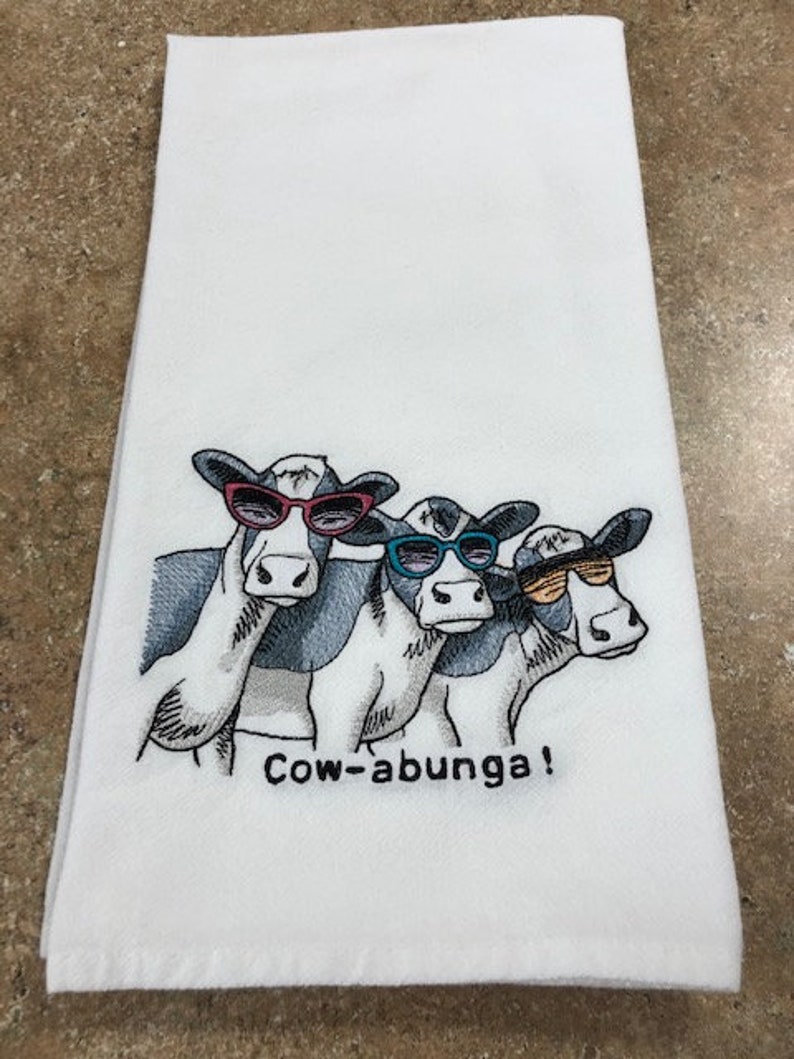 Cowabunga Cow Flour Sack Towel. Kitchen Towel Cow. Dining Cow. - Etsy