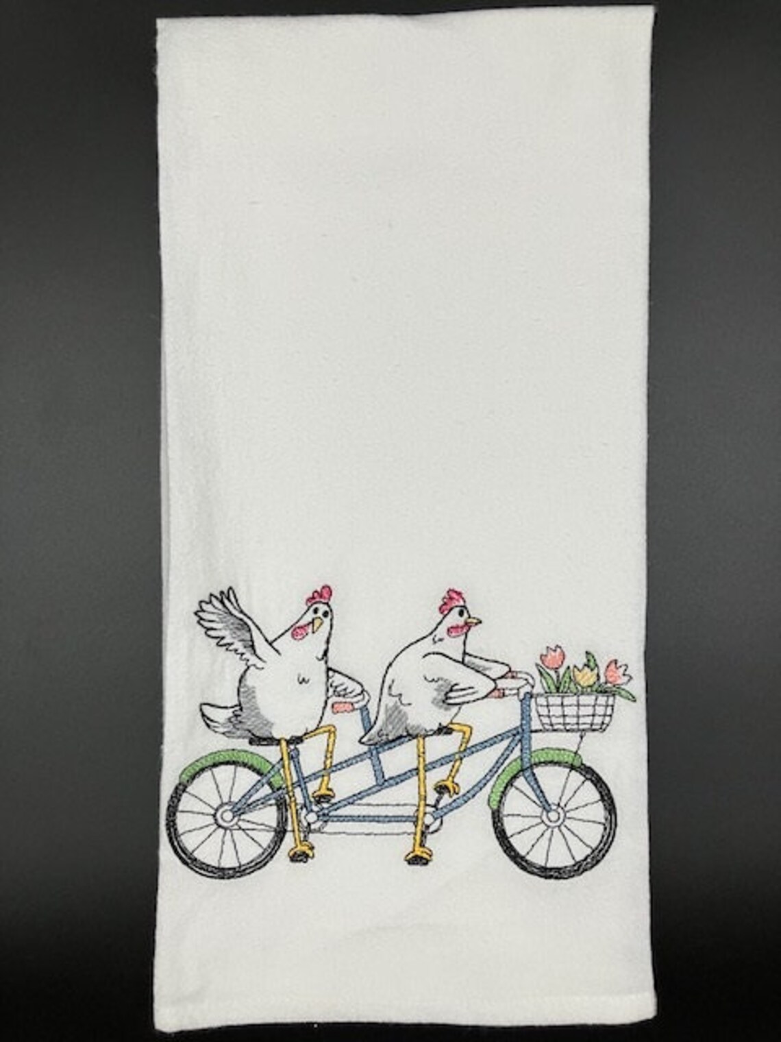 Hens on a Bicycle Chicken Flour Sack Towel. Machine - Etsy