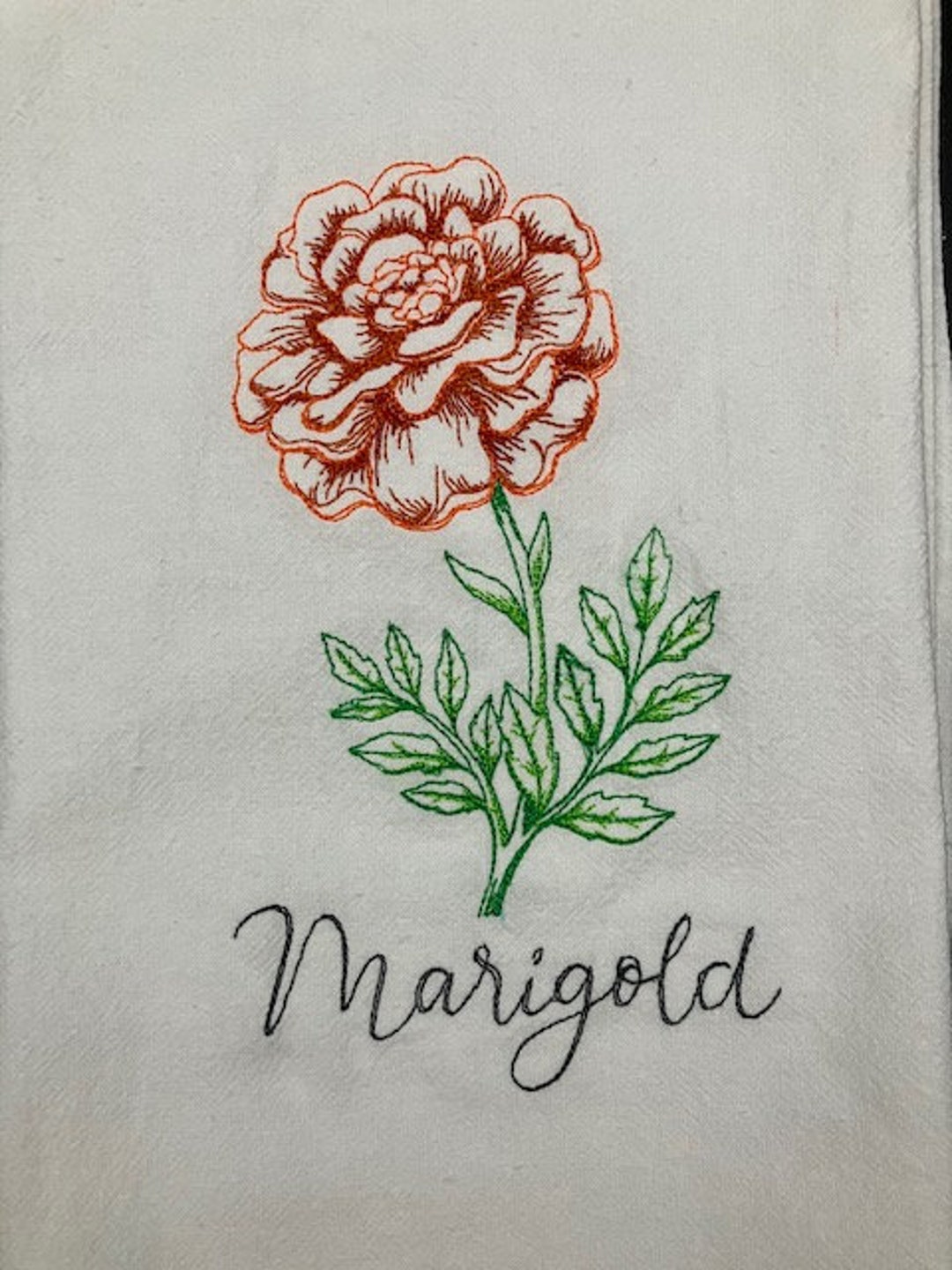 Marigold Flour Sack Towel. Machine Embroidered. Farmhouse Decor. Spring ...