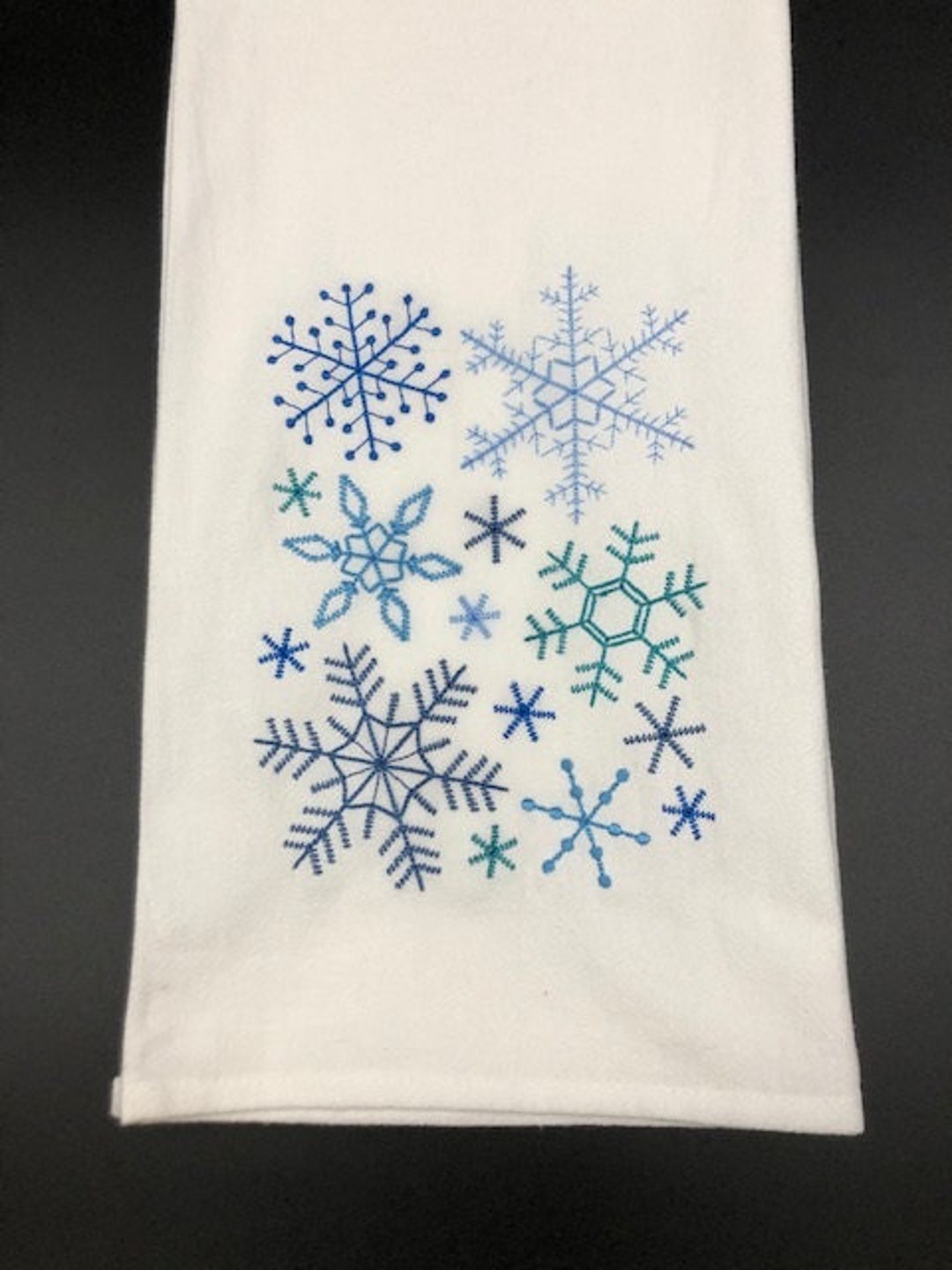 Winter Snowflakes Flour Sack Towel. Machine Embroidered. Kitchen ...